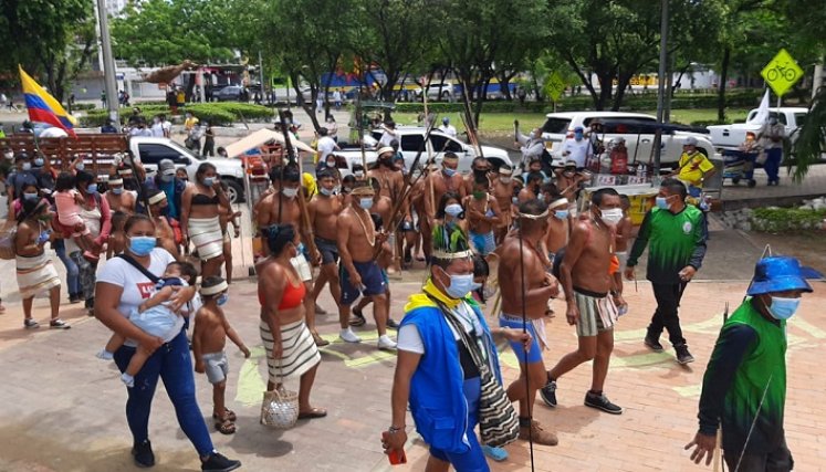 Sin violencia finalizó la marcha de los indígenas Barí en Cúcuta